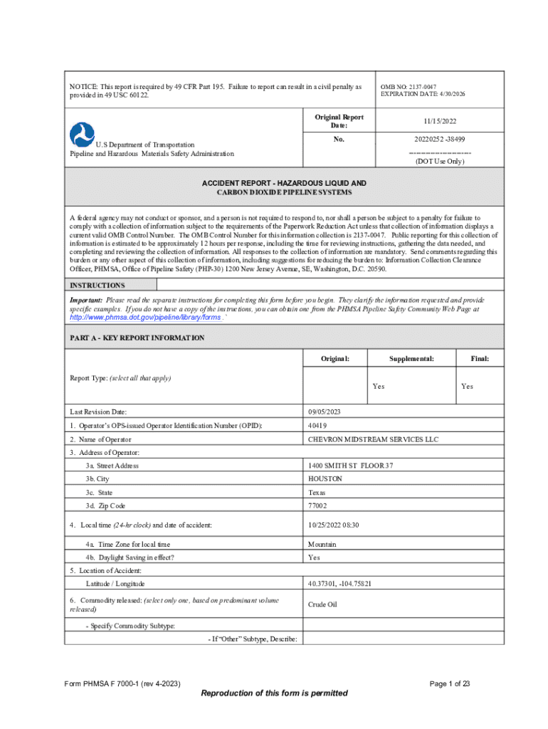 Fillable Online portal phmsa dot HAZARDOUS LIQUID PIPELINE SYSTEMS PART ...