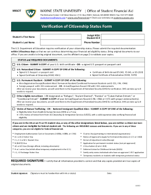 Fillable Online Verification of Citizenship Status Form. Citizenship ...