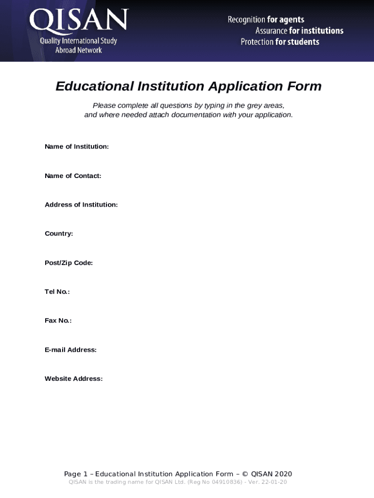 Educational Institution Application Doc Template | pdfFiller