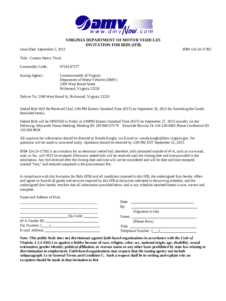 1 County of Mathews, Virginia INVITATION FOR BID #IFB- ... Doc Template ...