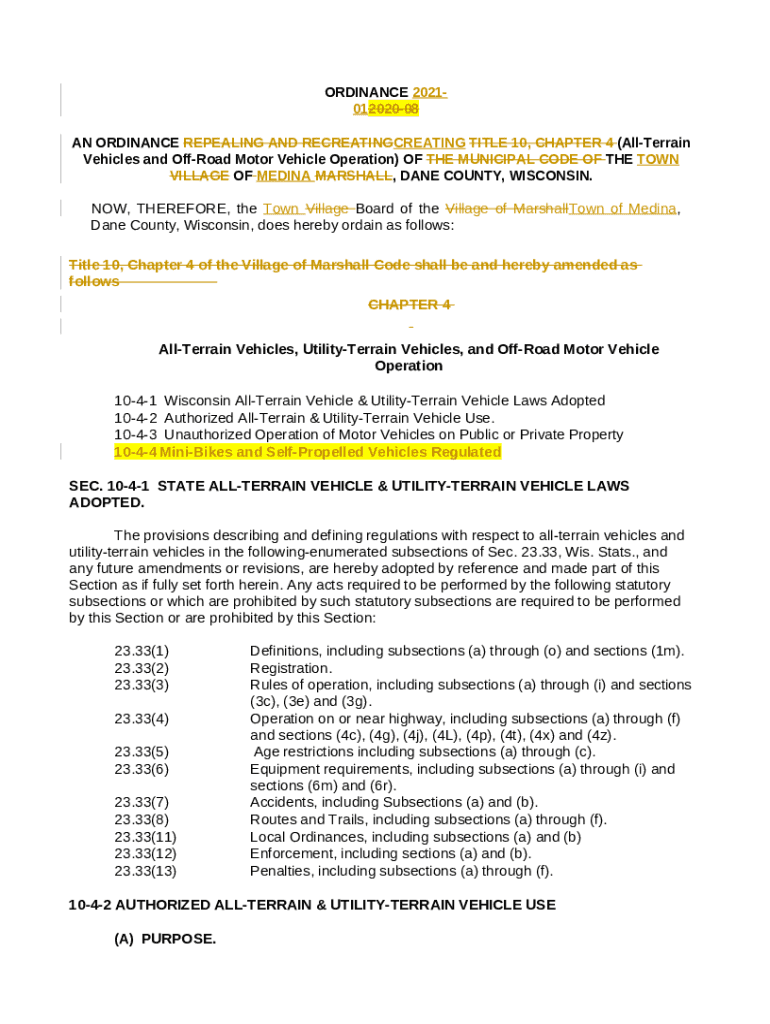 Chapter 10.12 - OFF-ROAD USE OF VEHICLES Doc Template | pdfFiller