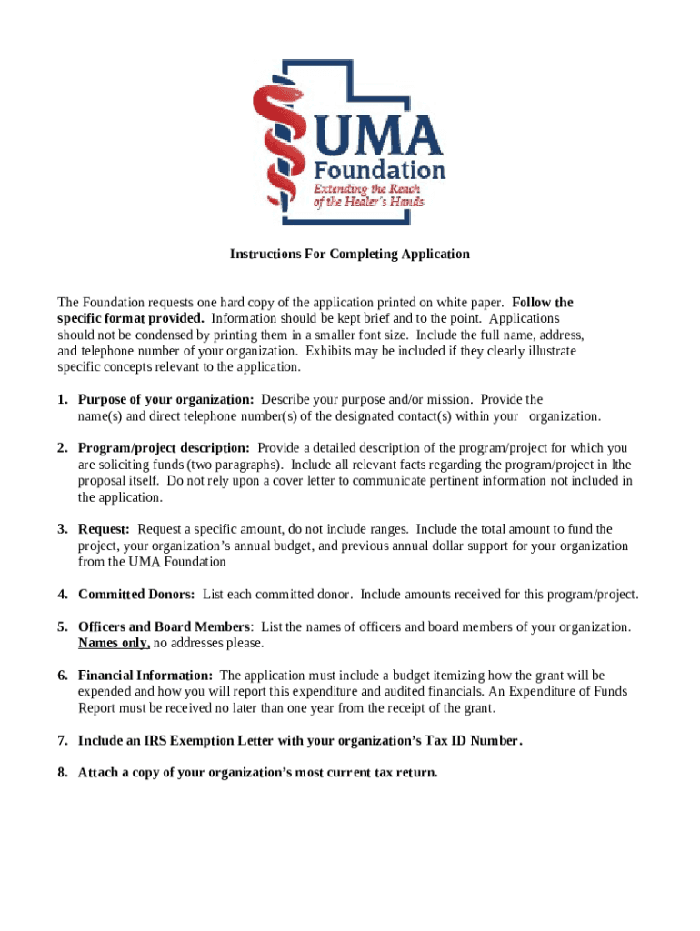 Instructions for Completing an Application 101 Doc Template | pdfFiller