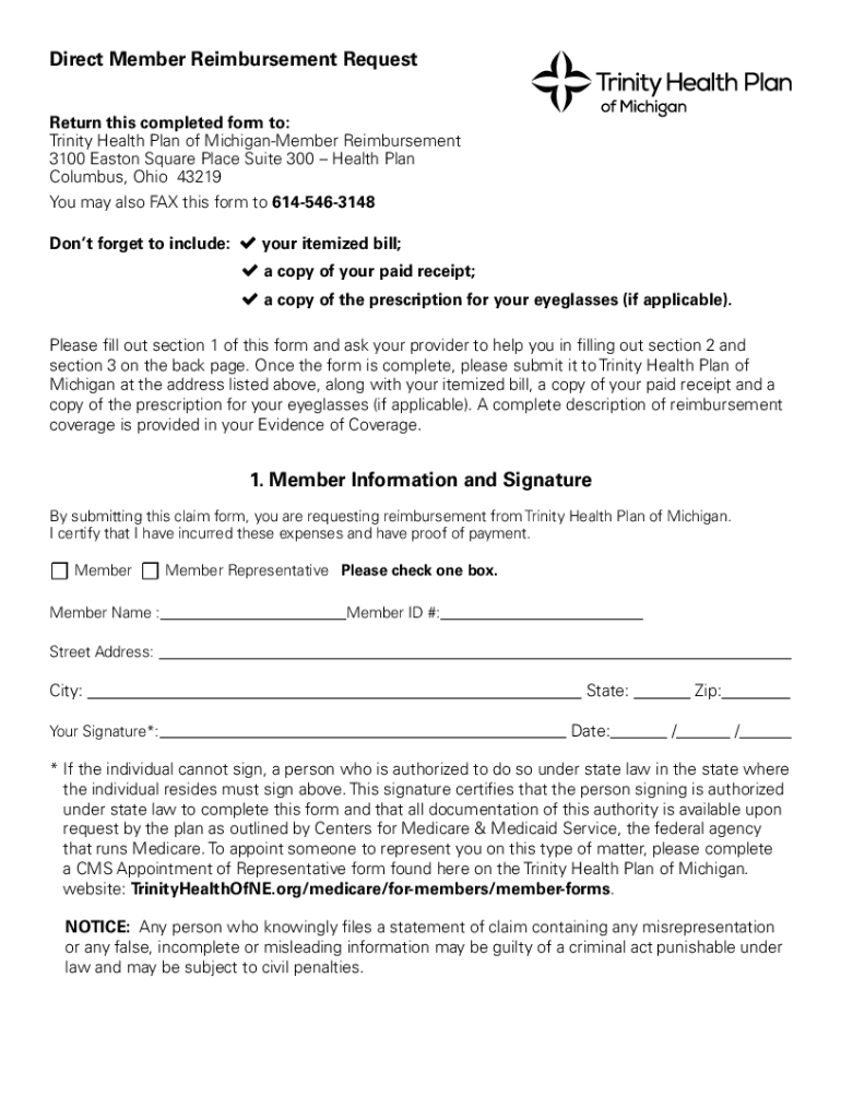 Fillable Online 2024 Trinity Health Plan of Michigan Member ...