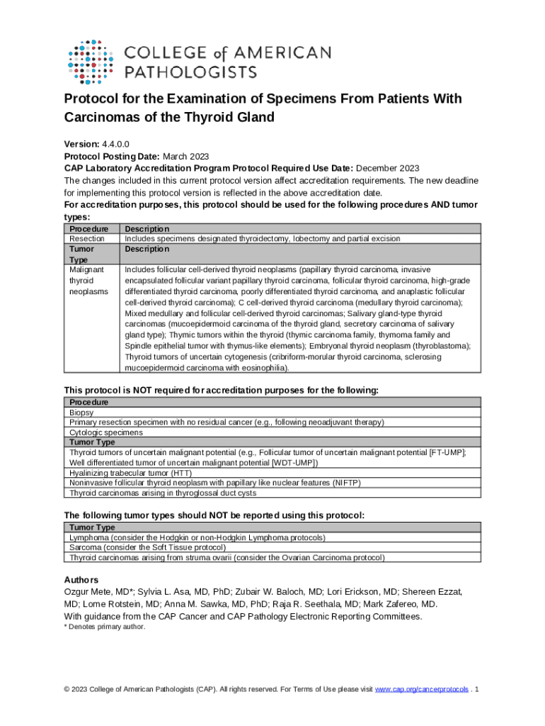 Update to the College of American Pathologists Reporting ... Doc Template | pdfFiller