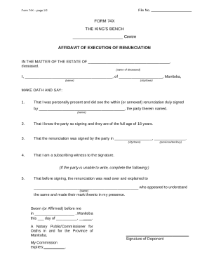 74t.1 affidavit of execution of renunciation Doc Template | pdfFiller
