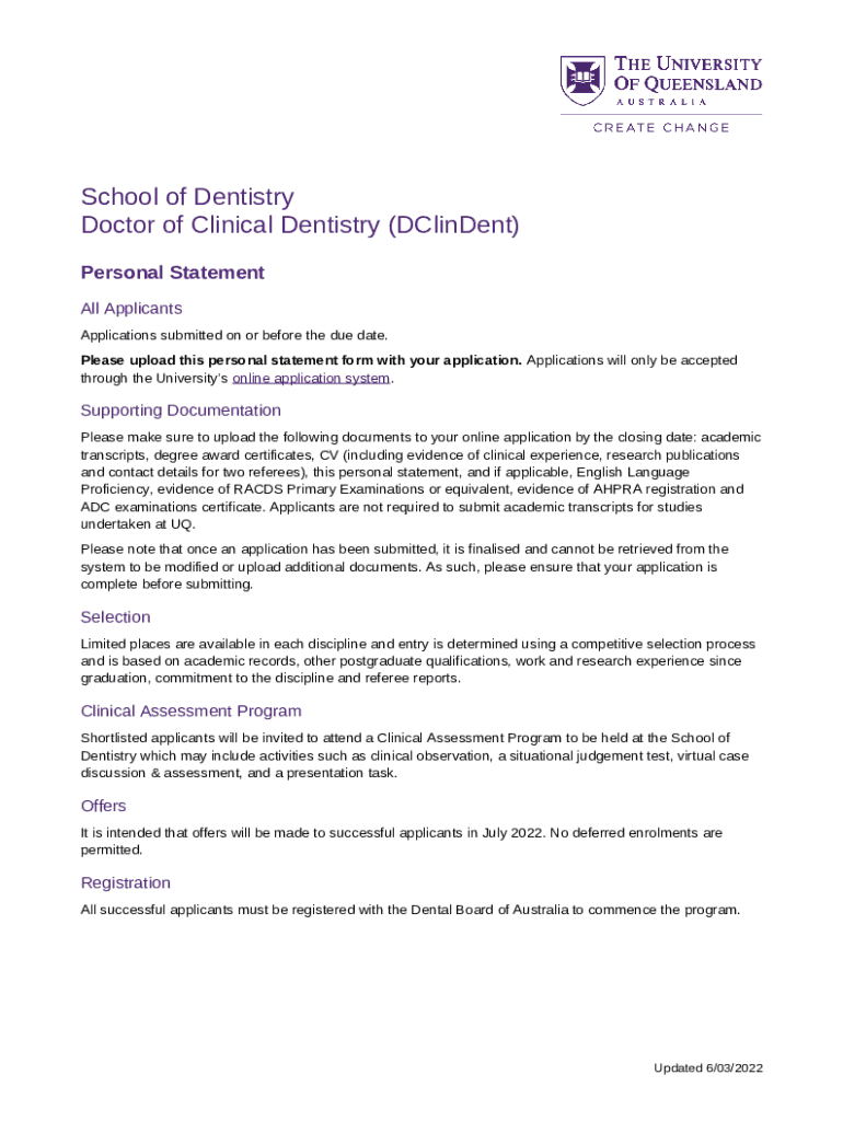 Dental School Personal Statement: The Ultimate Guide ... - dentistry uq ...