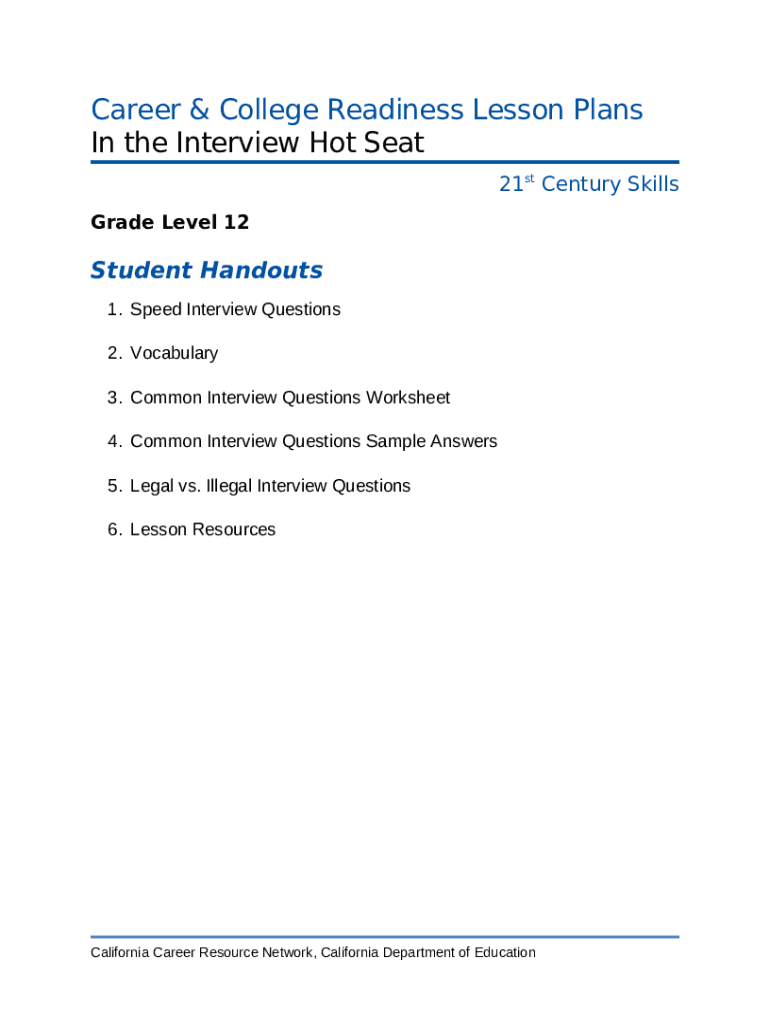 In the Interview Hot Seat - Career and College Readiness ... Doc ...