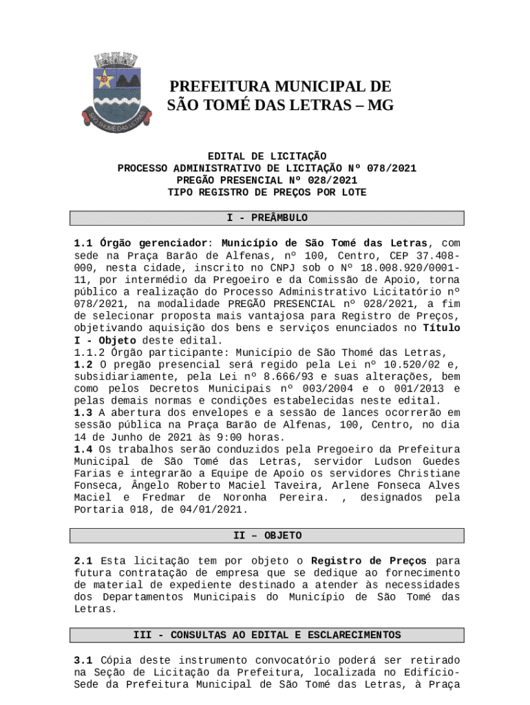 EDITAL Material de Expediente Doc Template | pdfFiller