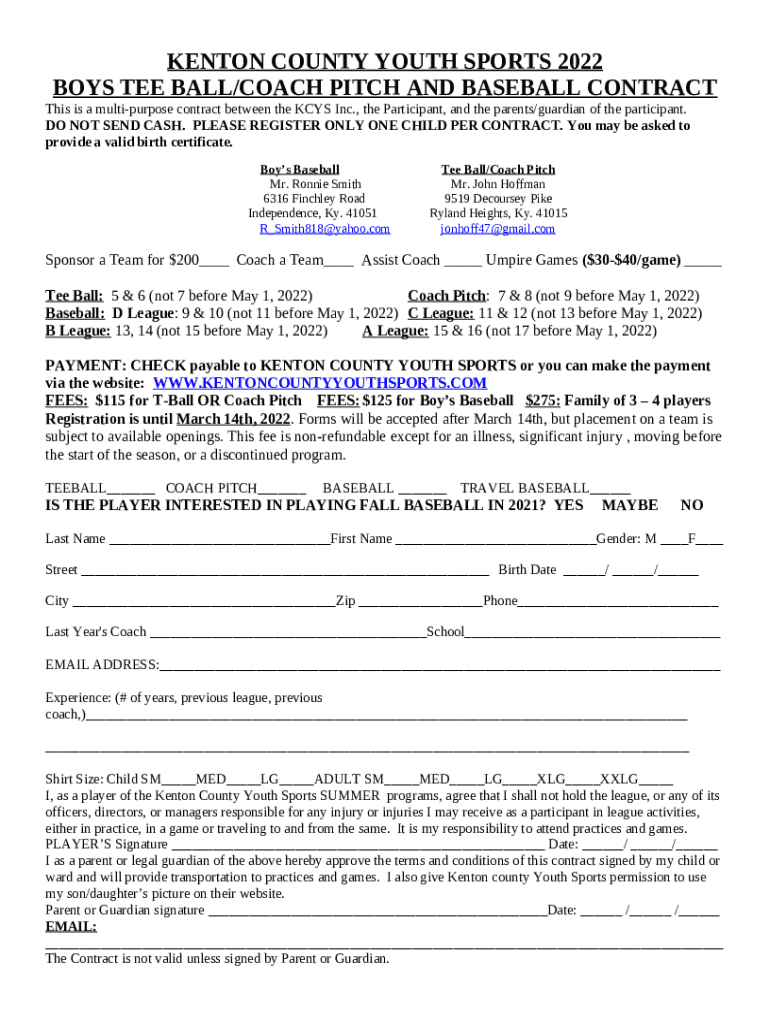 Don't Sign A Bad Youth Sports Contract! Doc Template | pdfFiller