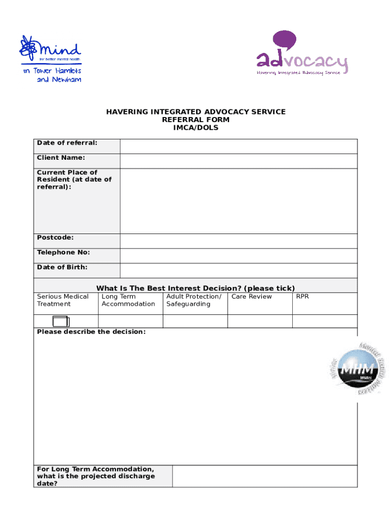 Advocacy referral s Doc Template | pdfFiller