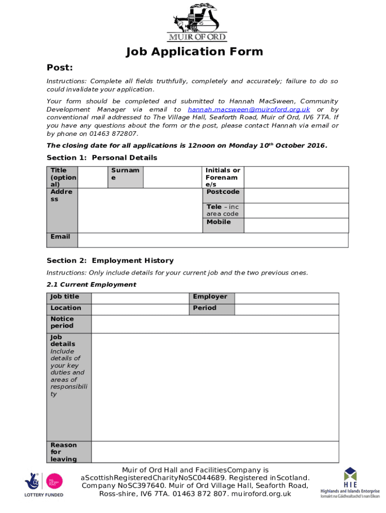 Community Organiser Role Application Doc Template | pdfFiller