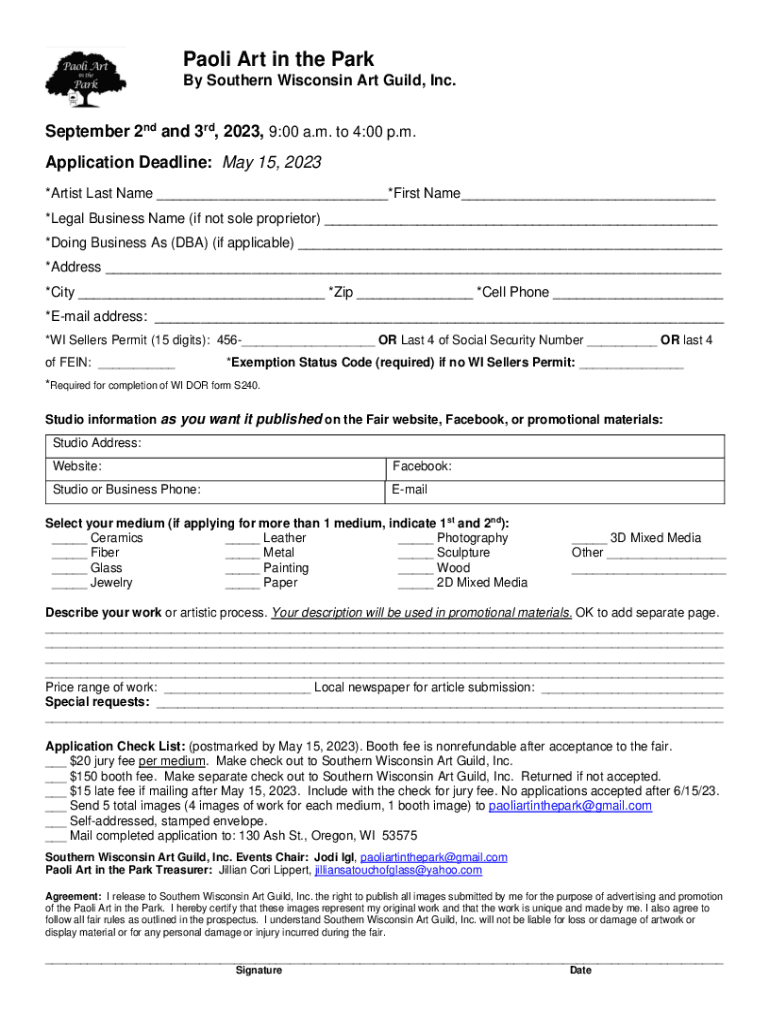 Fillable Online Paoli Art in the Park set for Sept. 3-4Community ...