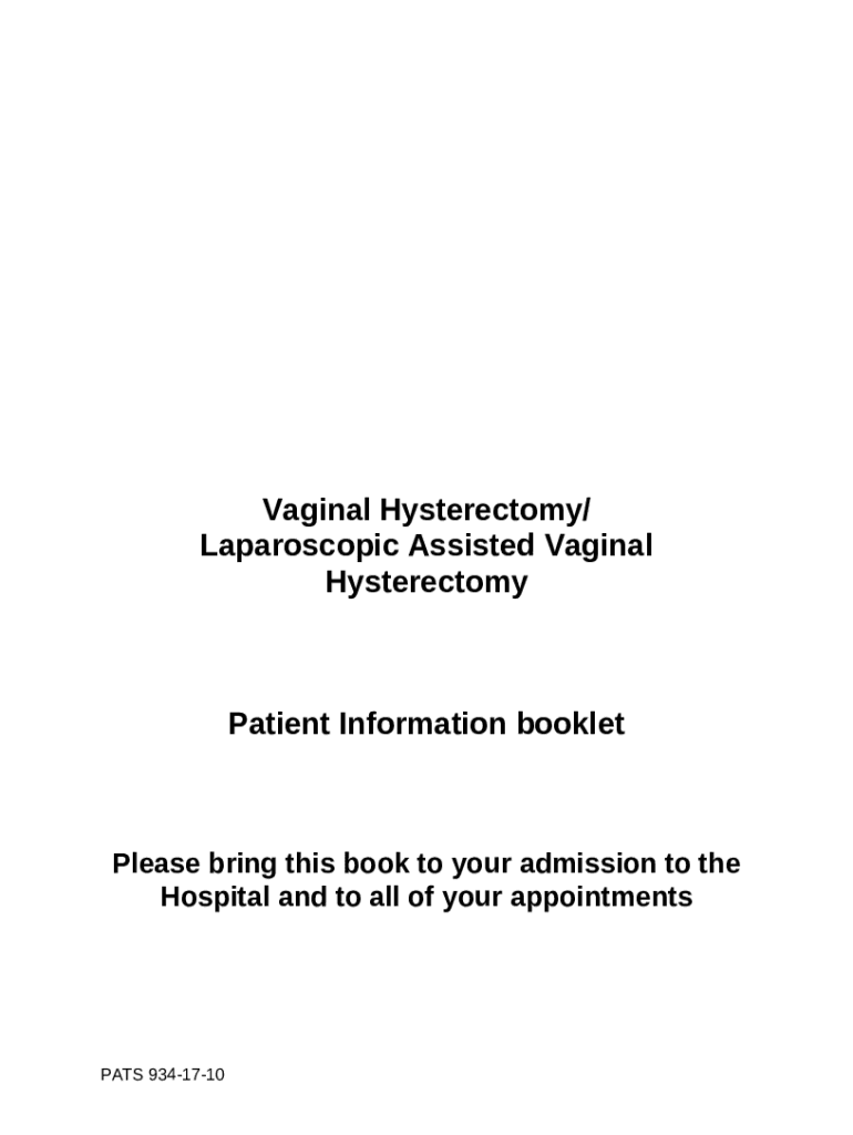 Vaginal hysterectomyrecovering well patient ination ... Doc Template ...