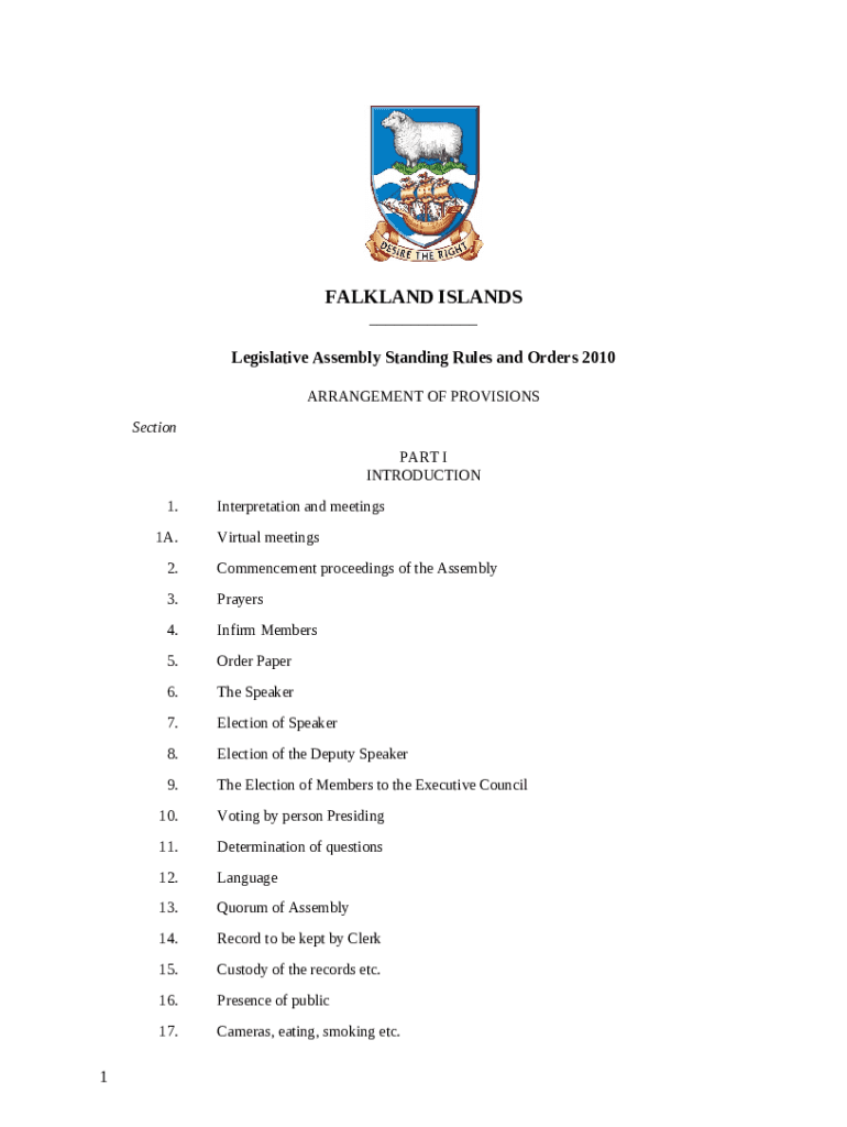 Legislative Assembly Standing Rules Orders ... Doc Template | pdfFiller
