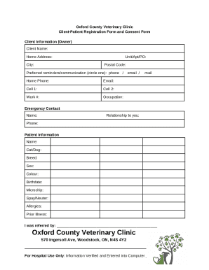 New Client Registration - Bloorcourt Veterinary Clinic Doc Template ...