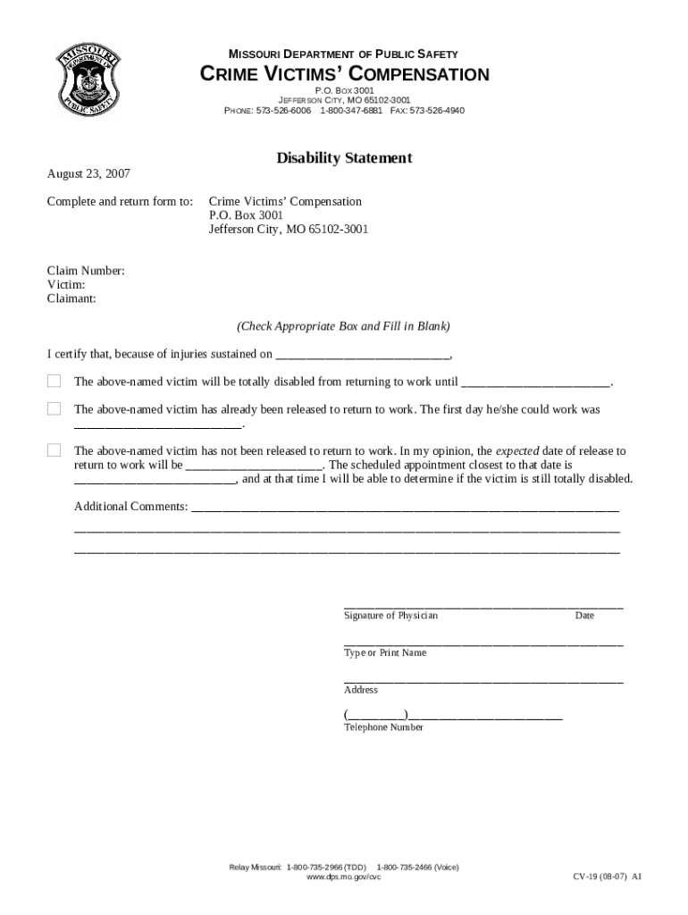 Crime Victims' Compensation s & Applications - dps mo Doc Template ...