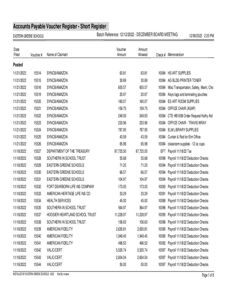 Fillable Online Accounts Payable Voucher Register - Short Register Fax ...
