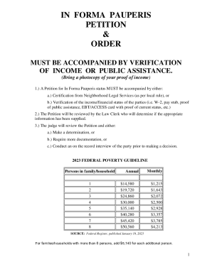 Fillable Online In Forma Pauperis Affidavit Petition Fax Email Print ...
