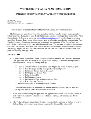application for amended subdivision plat approval Doc Template | pdfFiller