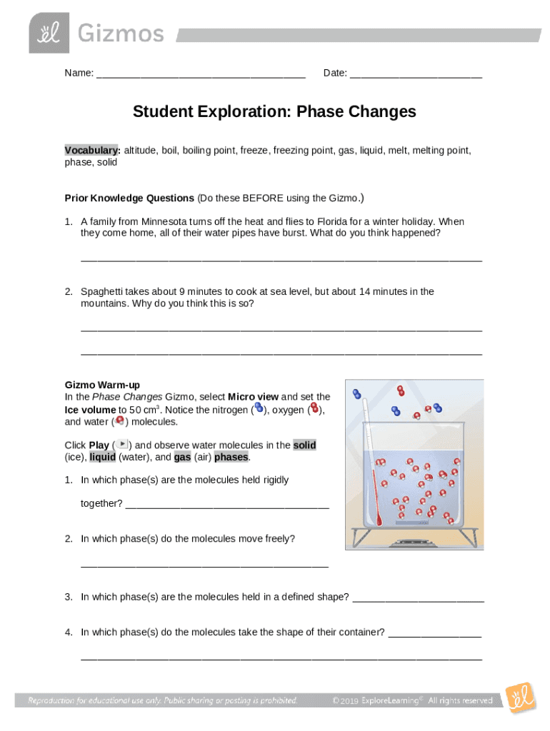 Phase change worksheet answer key Doc Template | pdfFiller