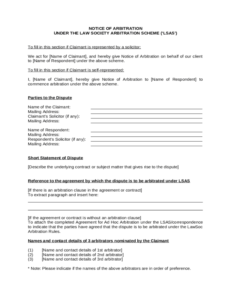 Arbitration Claim Filing Guide Doc Template | pdfFiller