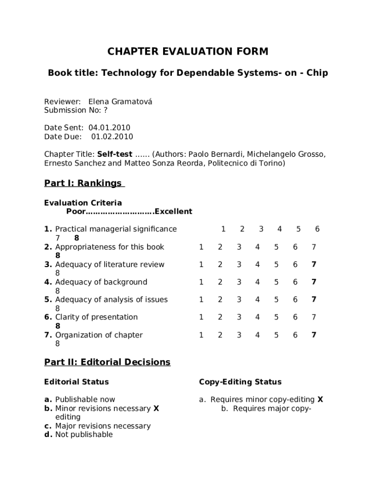 CHAPTER EVALUATION Doc Template | pdfFiller