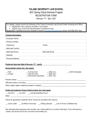 Fillable Online law tulane Career Development Office - Tulane Law School Portal Fax Email Print ...