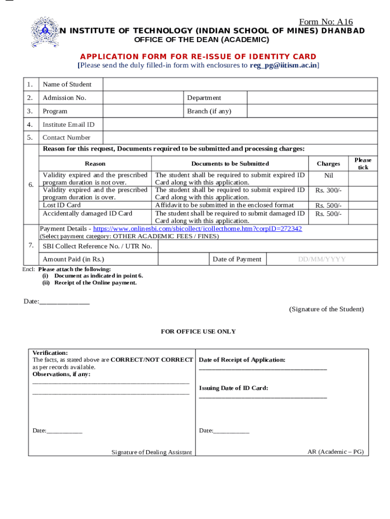 A16 Iit Ism Dhanbad - Fill Online, Printable, , ... Doc Template ...