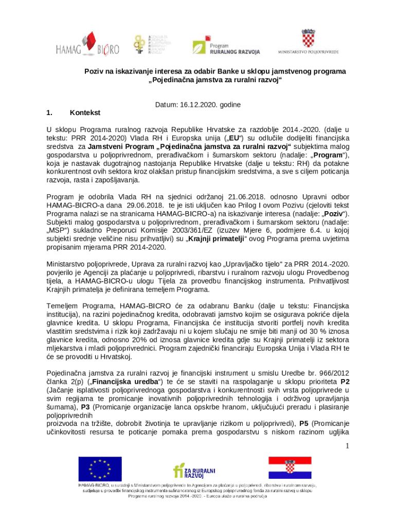 Poziv na iskazivanje interesa za odabir Banke u sklopu ... Doc Template ...