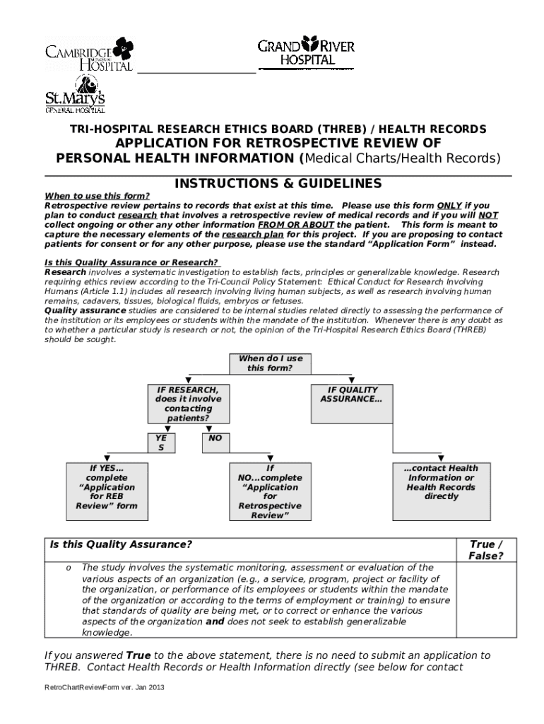REB Application for Retrospective Access to Health ... Doc Template ...