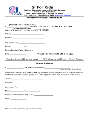 GI For Kids - Knoxville Pediatric Gastroenterology Doc Template | pdfFiller