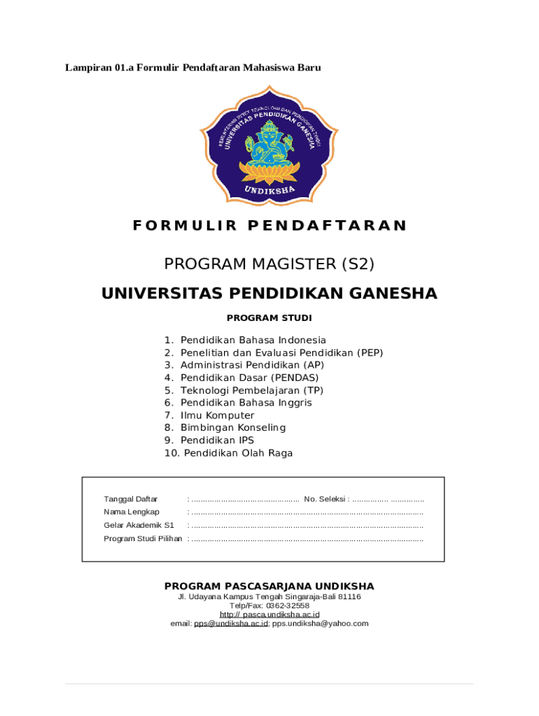 PROGRAM MAGISTER (S2) (S3) UNIVERSITAS ... Doc Template | pdfFiller