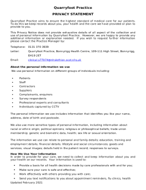 Abbey Medical Centre Privacy Statement Doc Template | pdfFiller