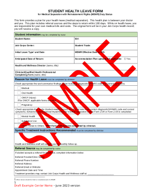 Sample MSWR Student Health Leave - Support Services Doc Template ...