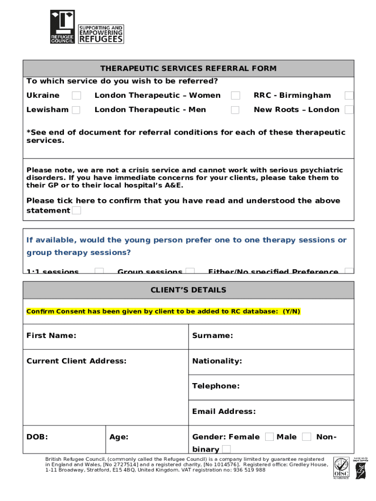 Therapeutic-Services-Referral-- ... Doc Template | pdfFiller