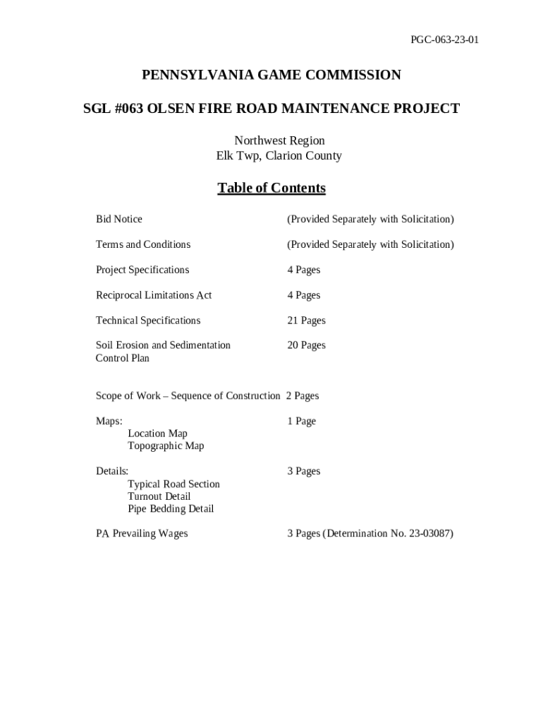 sgl #063 olsen fire road maintenance project Doc Template | pdfFiller