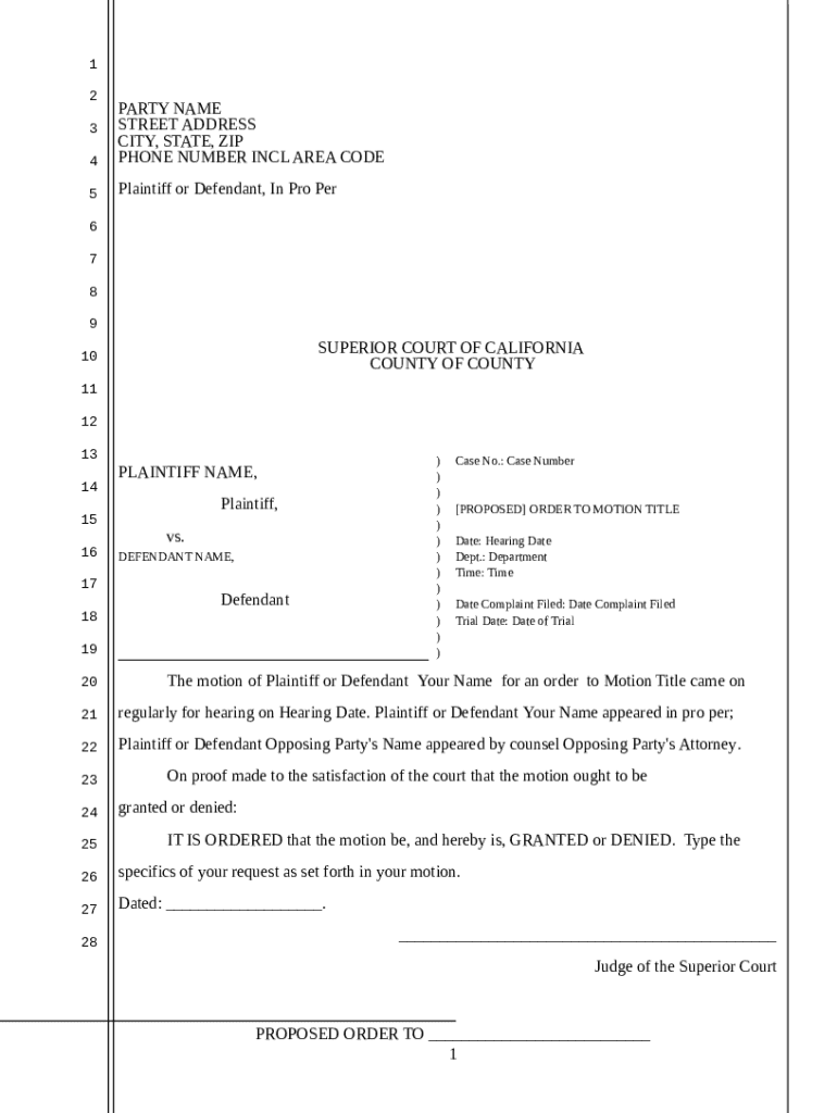 Template - Order Motions in Civil Cases. Template - Order Motions in ...
