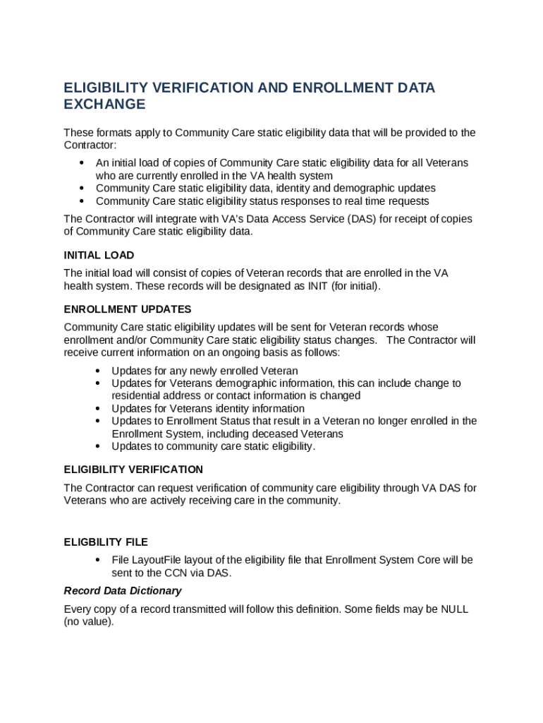 Attachment H Rev 2 Eligibility Verification and Enrollment Data Exchange Doc Template | pdfFiller