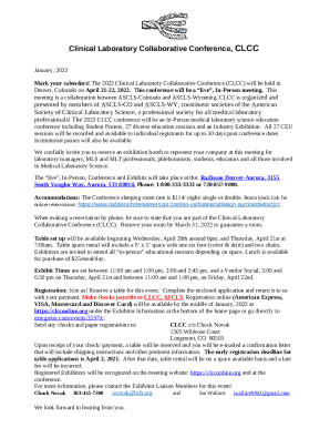 Clinical Laboratory Collaborative ConferenceHosted by ... Doc Template | pdfFiller