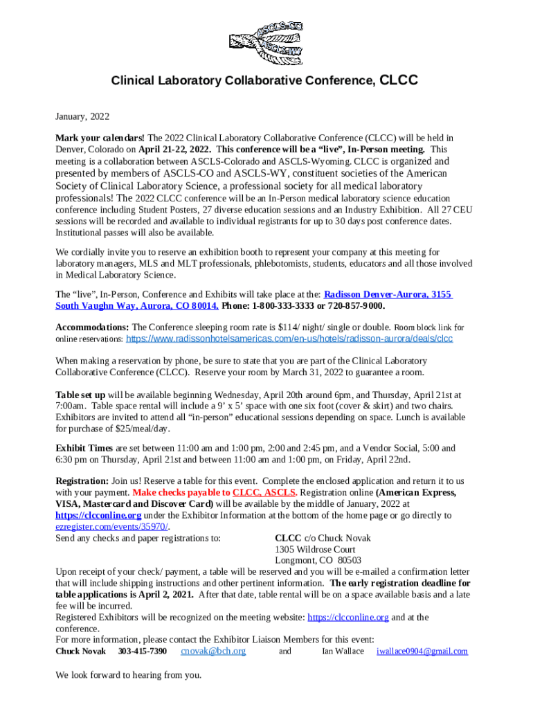 Clinical Laboratory Collaborative ConferenceHosted by ... Doc Template | pdfFiller
