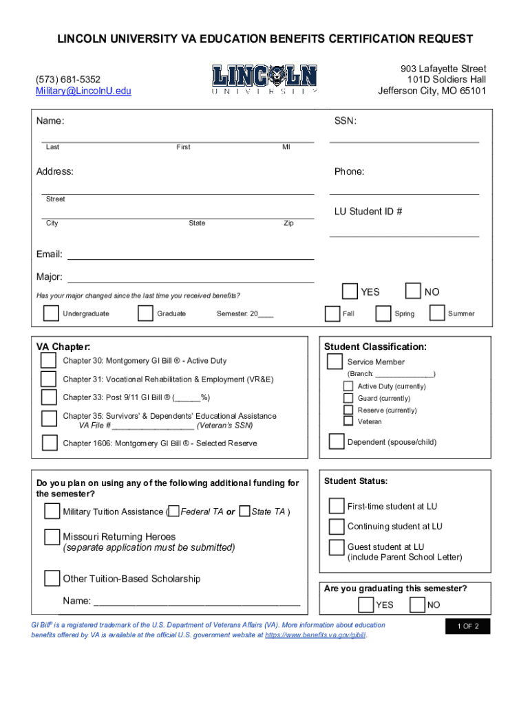 Fillable Online lu-va-certification-request.pdf Fax Email Print - pdfFiller