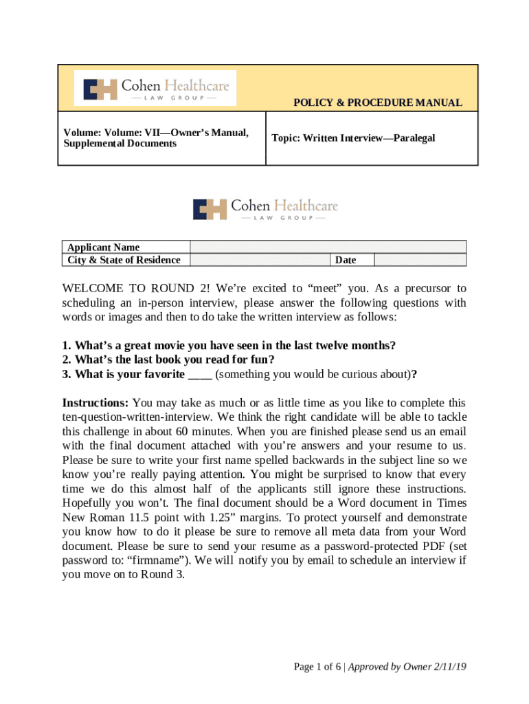 Applicant Name Verification Doc Template | pdfFiller