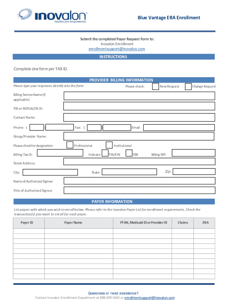 Fillable Online LA BCBS Claims and ERA Enrollment.pages Fax Email Print - pdfFiller