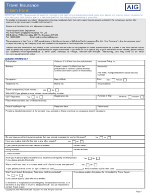 Fillable Online GKG TRAVEL INSURANCE CLAIM FORM Fax Email Print - pdfFiller