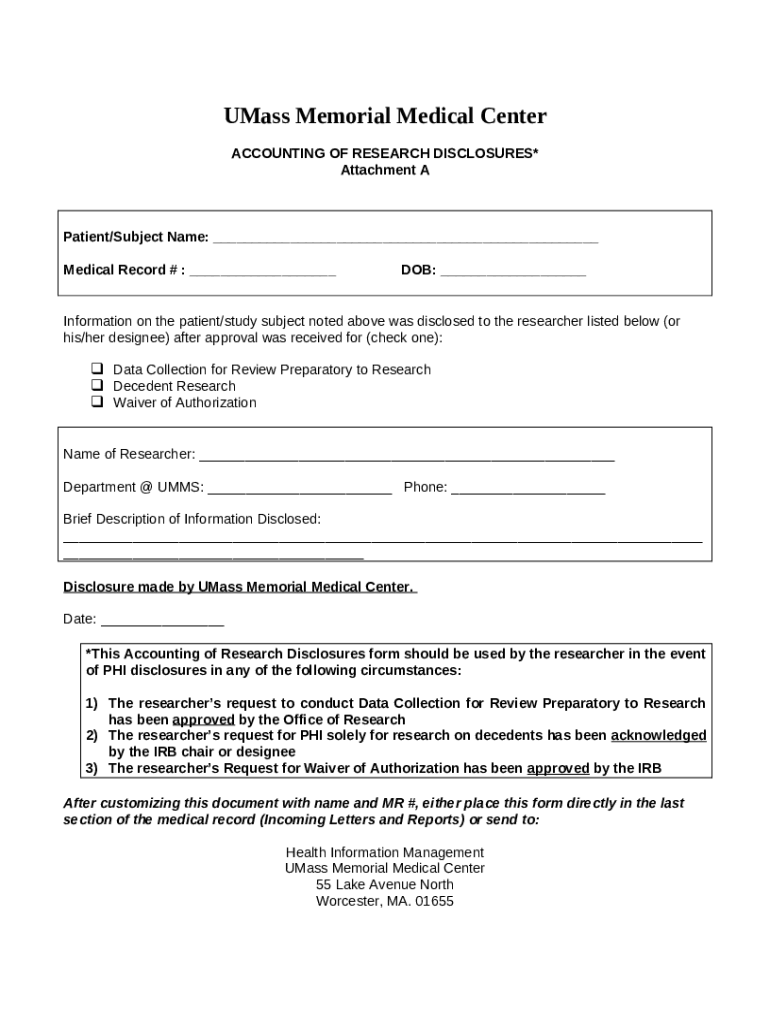 Accounting of Research Disclosures-Summary Doc Template | pdfFiller