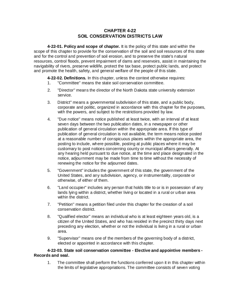 SOIL CONSERVATION - North Dakota Century Code Doc Template | pdfFiller