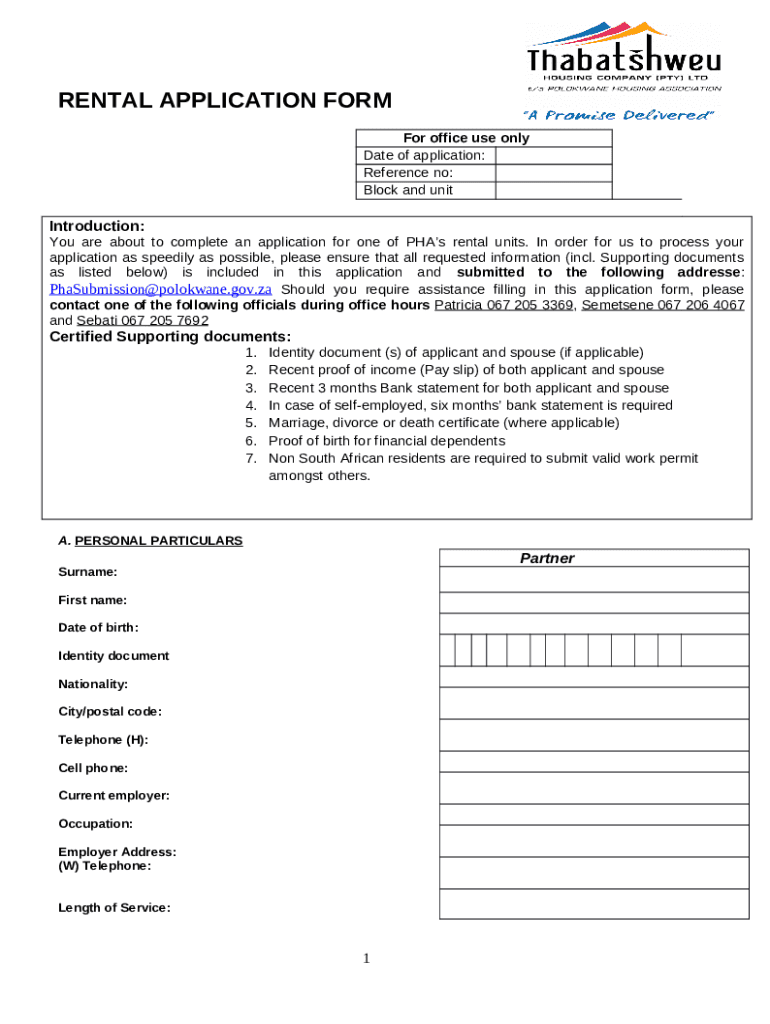 PHA Tenant Application New Doc Template | pdfFiller