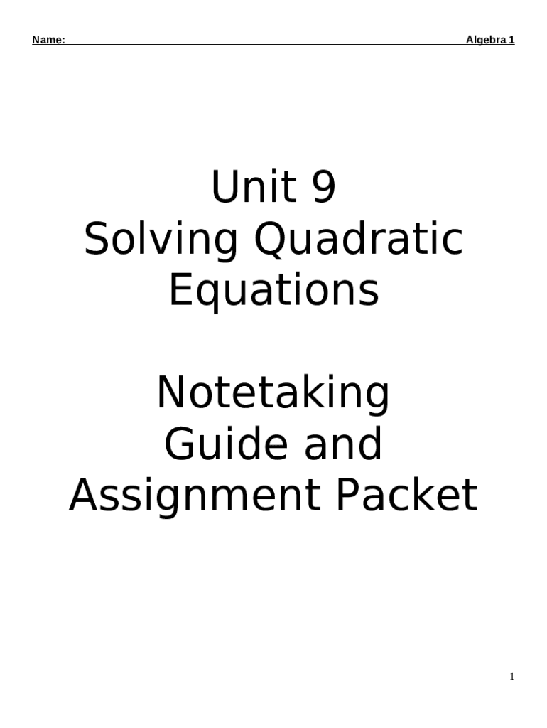12 4 solve quadratics using quadratic ula Doc Template | pdfFiller