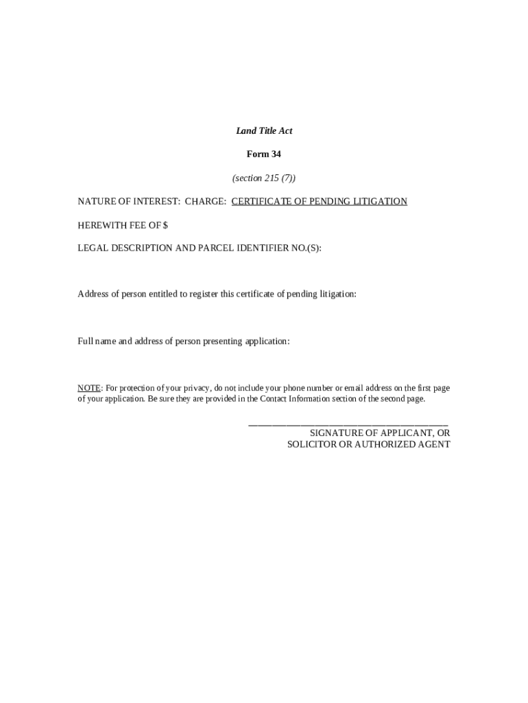 Certificates of Pending Litigation: An Overview Doc Template | pdfFiller