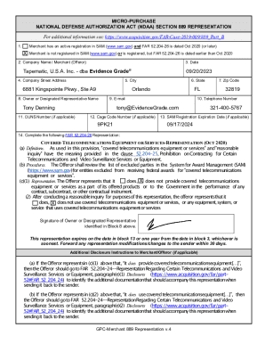Fillable Online 889 Representation Form Rev 4-Completed-EvidenceGrade ...